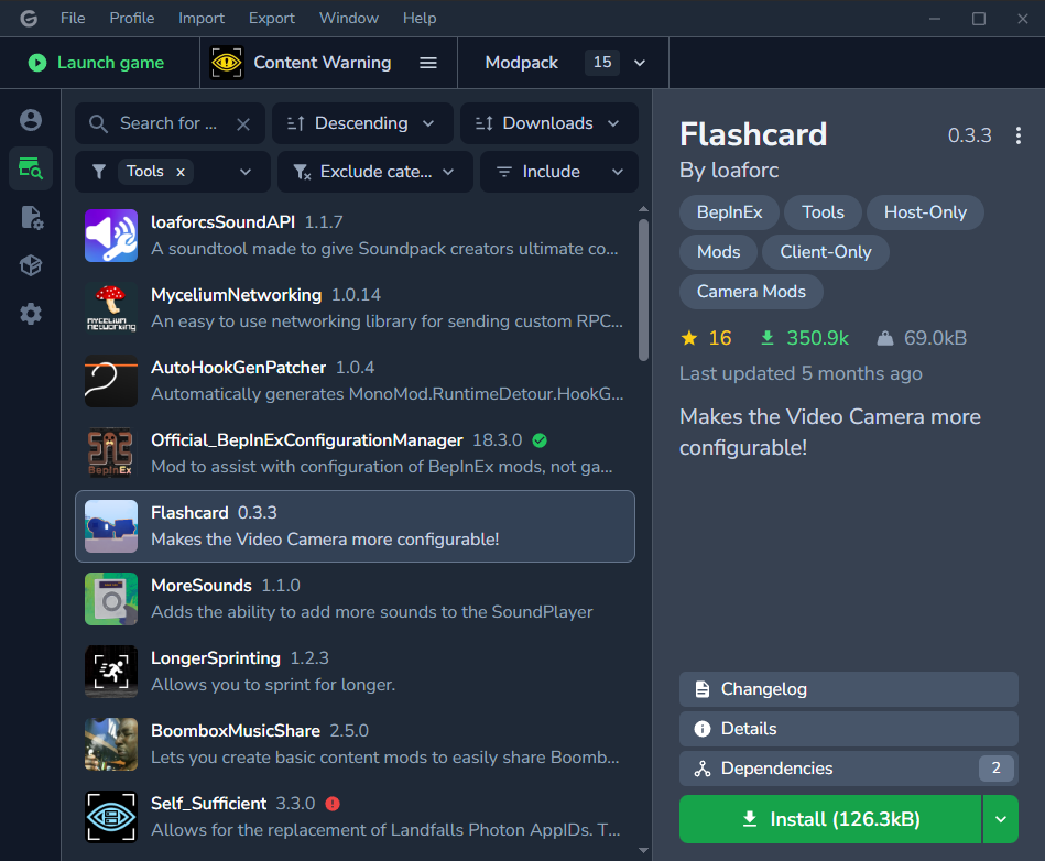 Gale mod list screenshot